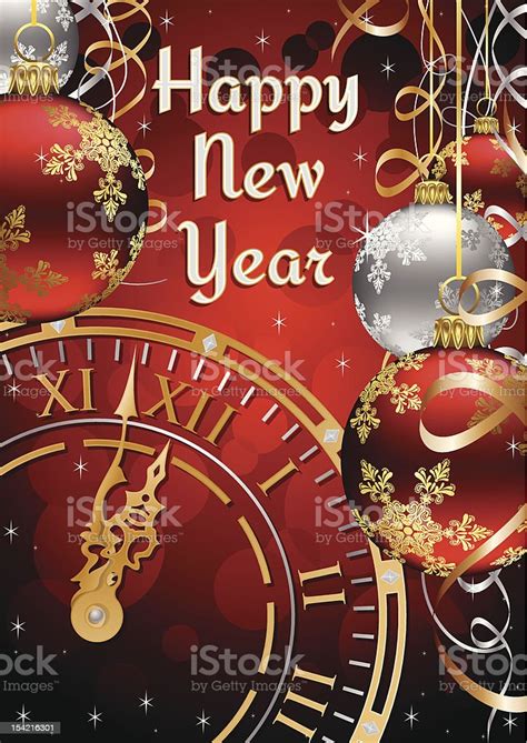 새해 엽서 Clockface 리본 및 Baubles 0명에 대한 스톡 벡터 아트 및 기타 이미지 0명 12월 31일 겨울