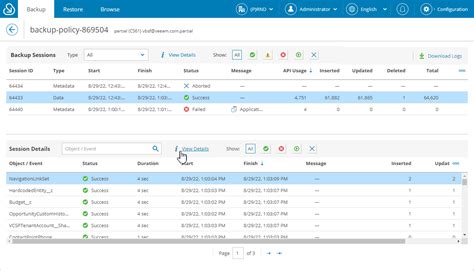 Viewing Policy Sessions Veeam Backup For Salesforce User Guide