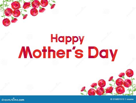 Vector Illustration For Mother S Day Red Carnation Flower Frame Design