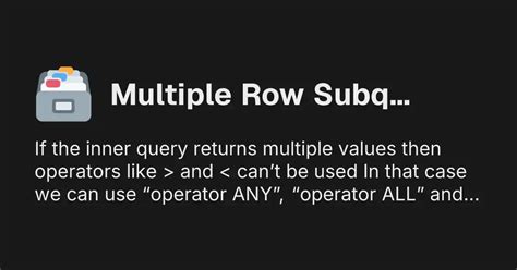 Multiple Row Subquery Operator