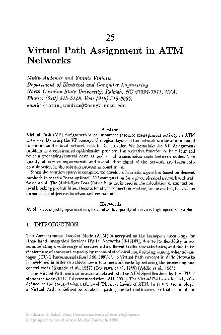 Pdf Virtual Path Assignment In Atm Networks