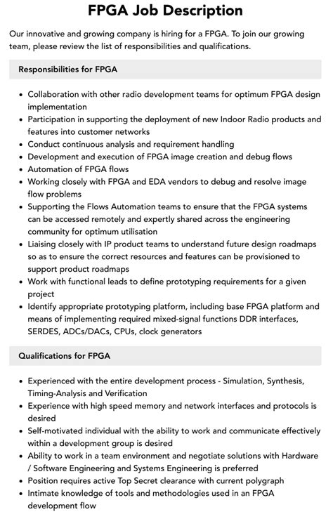 Fpga Job Description Velvet Jobs