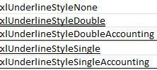 Font Underline Excel VBA