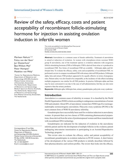 Pdf Review Of The Safety Efficacy Costs And Patient Acceptability Of Recombinant Follicle