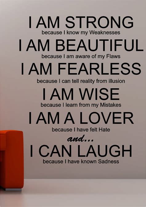 I Am Strong Inspirational Wall Art Quote Sticker Vinyl Lounge Bedroom