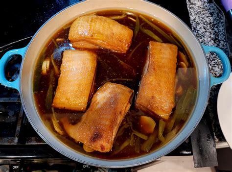Braised Pork Belly Chashu For Ramen Bowls In My 5 Qt Braiser Rlecreuset