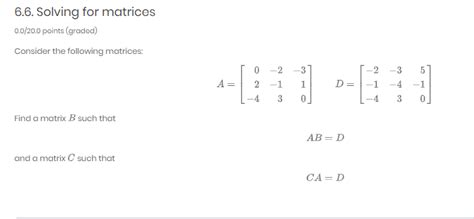 Solved 66 Solving For Matrices 00200 Points Graded