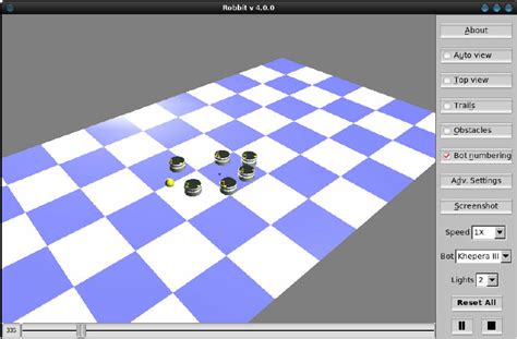 snapshot of the main robbit s windows simulating 6 mobile robots with a