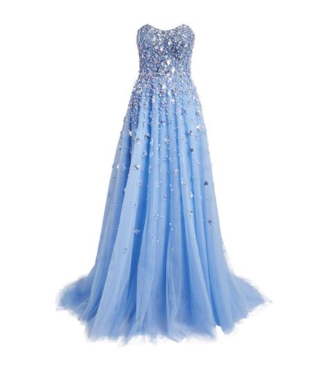 Womens Pamella Roland Blue Tulle Strapless Gown Harrods Uk