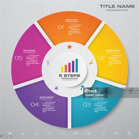 데이터 프레젠테이션을 위한 5 단계 순환 차트 인포 그래픽 요소 0명에 대한 스톡 벡터 아트 및 기타 이미지 0명 3차원 형태 개념 Istock