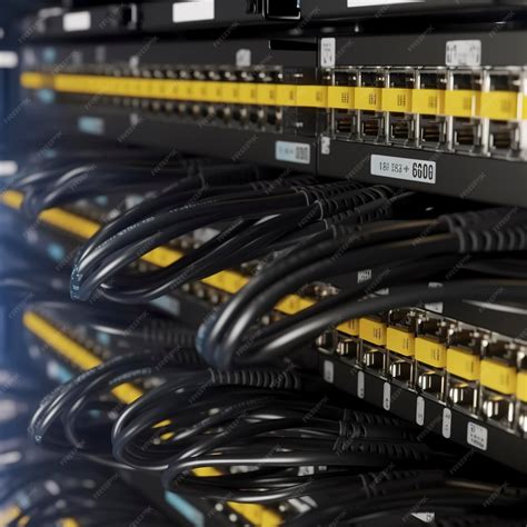 Premium Photo On The Equipment End There Are Tidy Network Cables With