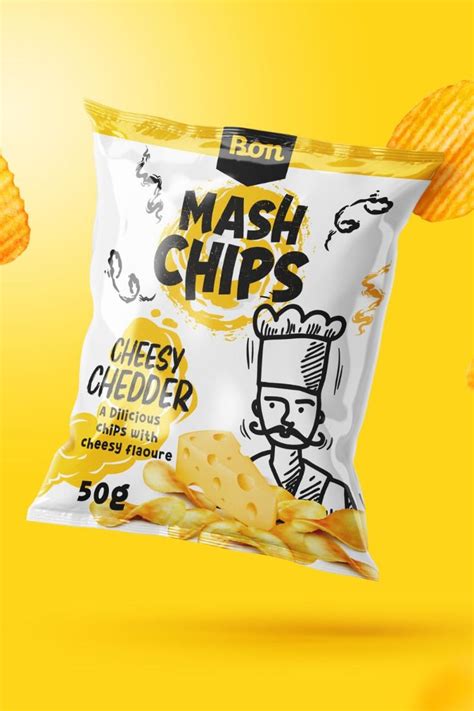 Bright And Fun Cheesy Chips Packaging Design Perfect For Snack Lovers Chip Packaging