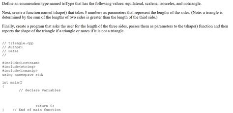 Solved Define An Enumeration Type Named Tritype That Has The