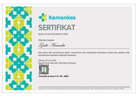 Gede Ananda Certificate