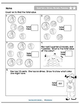 Adding Coins Tutorial Worksheets By Teaching With Tutorials TPT