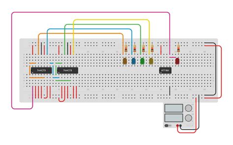 Circuit Design 4 Bit Asynchronous Down Counter Tinkercad