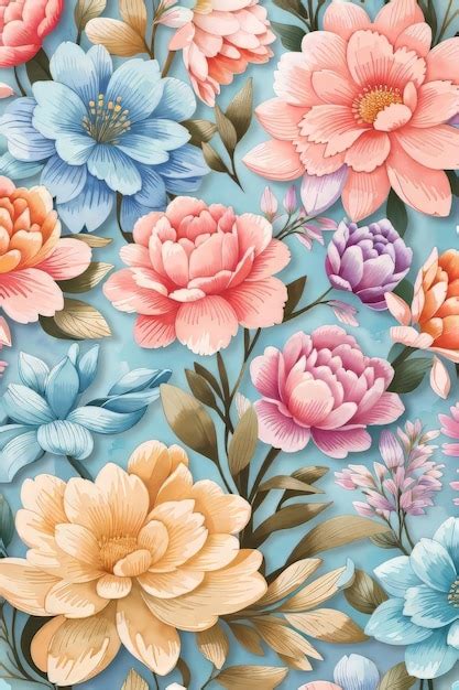 Premium Ai Image Seamless Patterns Of Flowers Patterns Blue Pink