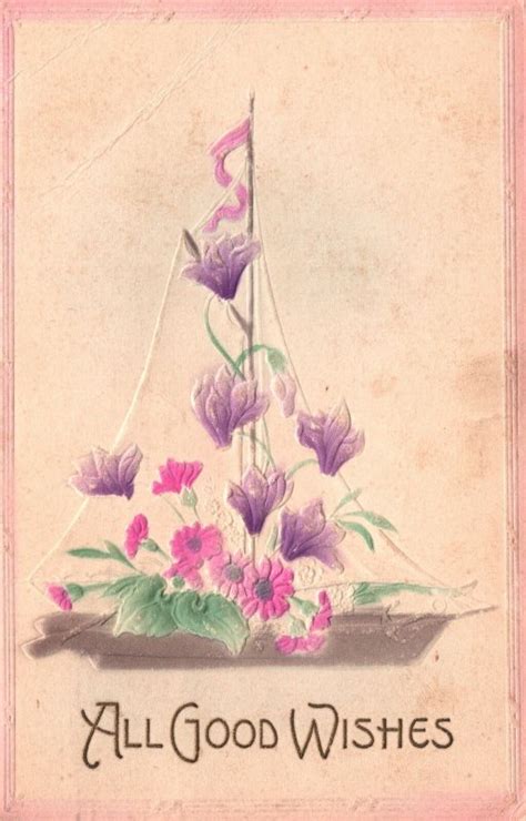 Vintage Postcard All Good Wishes Trailing Flower Greetings