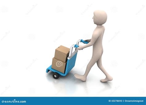 Caixas Levando Do Homem Um Trole Ilustração Stock Ilustração de borne trole