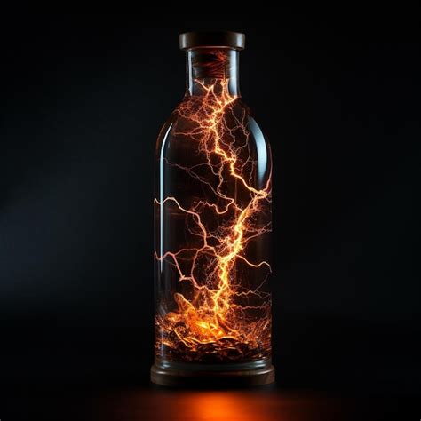 Premium Photo Lightning In A Bottle A Black Background