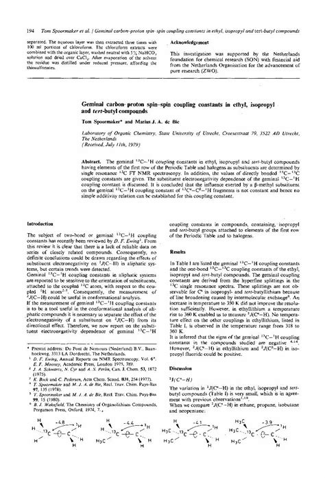 Pdf Geminal Carbon Proton Spin Spin Coupling Constants In Ethyl