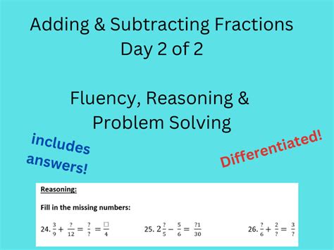 Adding And Subtracting Fractions Worksheet Day 2 Y5 Teaching Resources