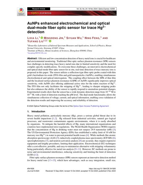 Pdf Aunps Enhanced Electrochemical And Optical Dual Mode Fiber Optic