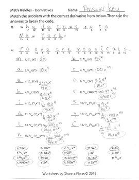 Math Riddle Calculus Finding Derivatives By Shanna Flores TpT