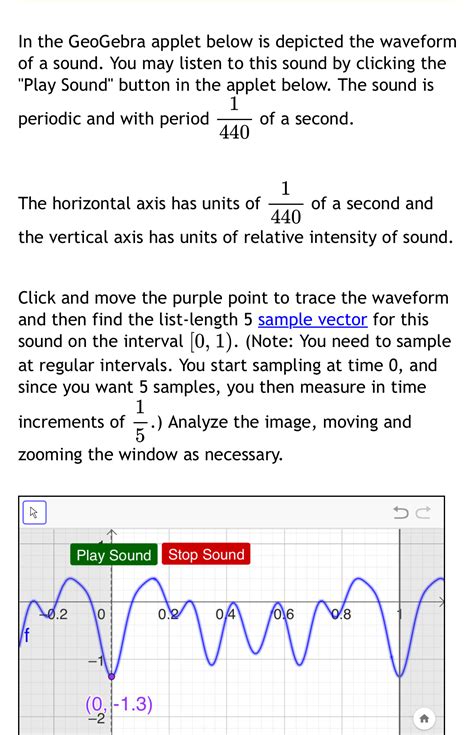 Solved In the GeoGebra applet below is depicted the waveform | Chegg.com