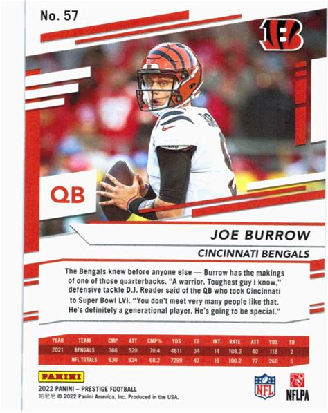 2022 Prestige 57 Joe Burrow Nm Mt The Dugout Sportscards And Comics