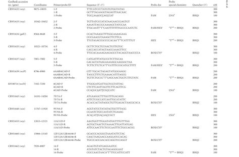 Primer And Probe Information For The Real Time Multiplex Pcr