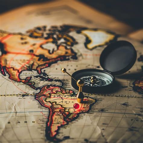 Magnetic Compass And Mark Location Premium Ai Generated Image