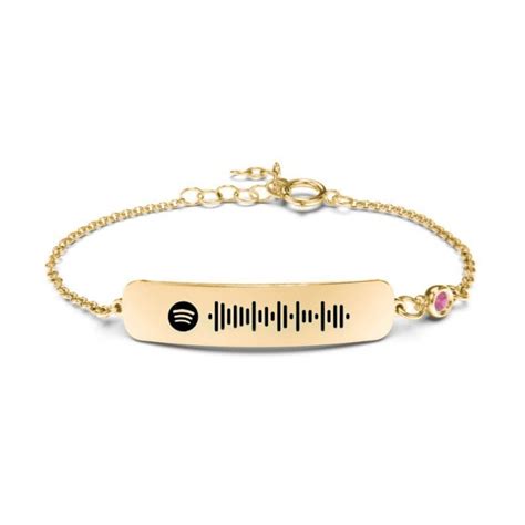 Jeulia Scannable Spotify Code Stainless Steel Bracelet With Birthstone