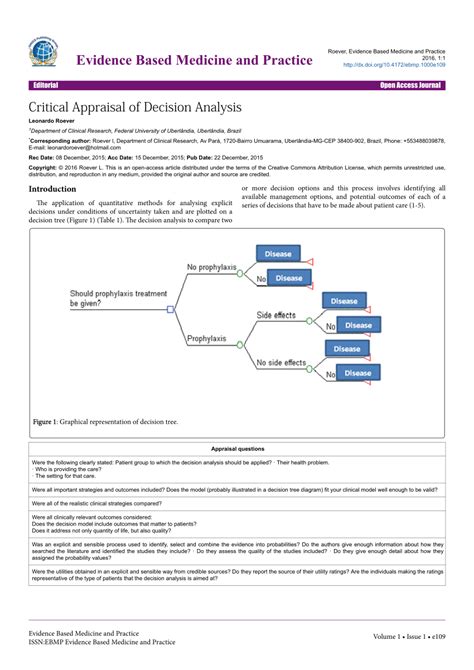 Pdf Critical Appraisal Of Decision Analysis