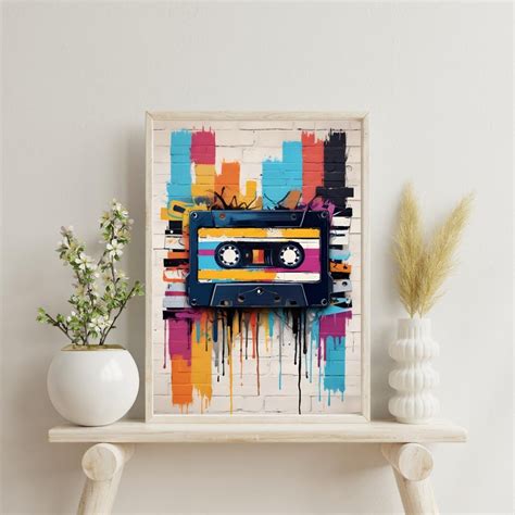 Retro Cassette Tape Wall Art Printable Music Poster 80s 90s Digital