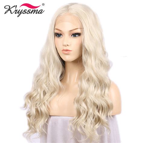 Buy Light Platinum Blonde Wig Synthetic Lace Front Wig Cosplay White Long Wavy