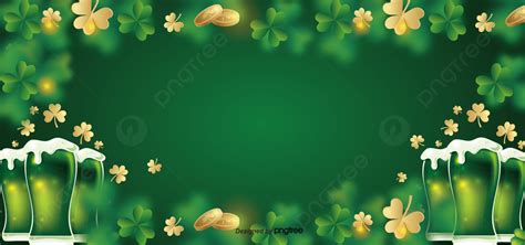Background 3d Koin Emas Bir St Patrick Latar Belakang Hijau Gelap St