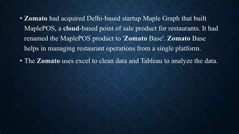 Business Analytics In Zomato Food Chain Pptx