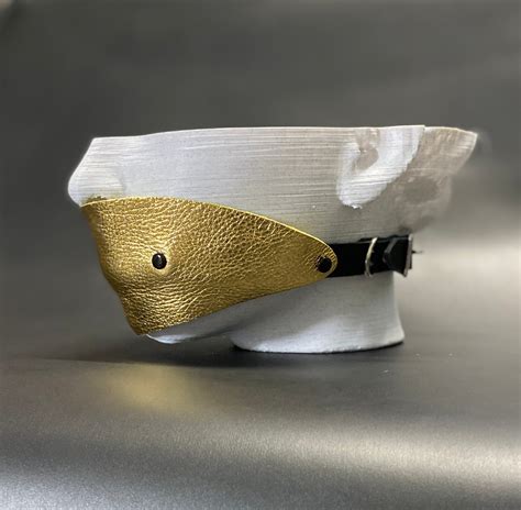 Bondage Leather Panel Ball Gag Gold Metallic Leather Part Time Leather
