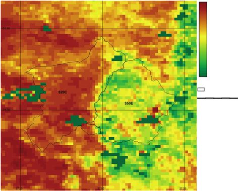 Modis Leaf Area Index Lai Image 1 January 2009 Showing The Extreme