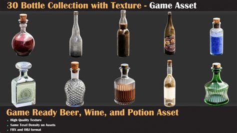 30 Bottle Collection With Texture Flippednormals