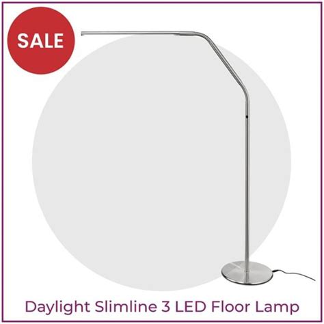Daylight Slimline 3 LED Floor Lamp 4 Brightness Levels Brushed Steel