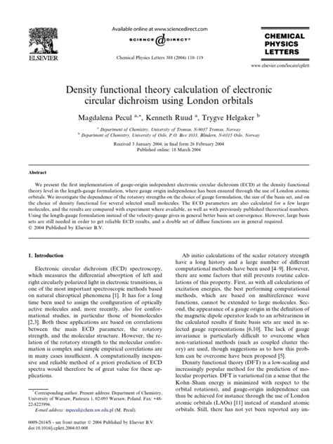 density functional theory calculation of electronic circular dichroism