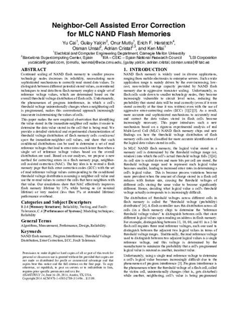 pdf neighbor cell error correction for nand flash