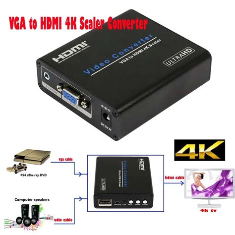 Hd Audio Vga To Hdmi 4k Scaler Converter Analog To Digital 4k2k Hdmi
