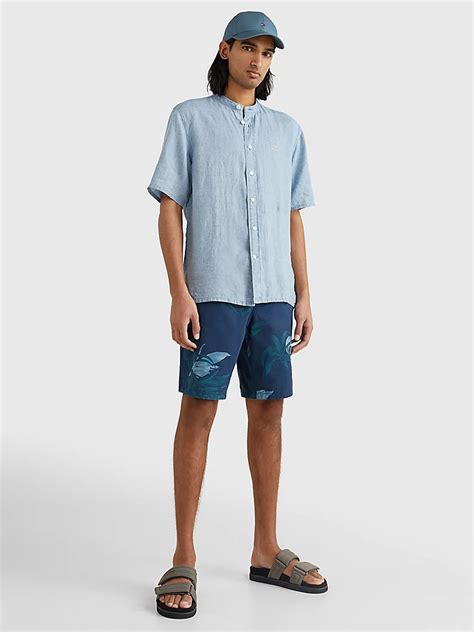 Casual Fit Overhemd Met Korte Mouwen Blauw Tommy Hilfiger