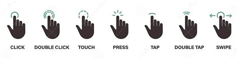 Hand Finger Touch Swipe Click Press And Tap Silhouette Icon Set