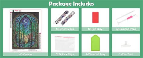 RICUVED Glass Diamond Painting Kits 5D Forest Diamond Art Kits For