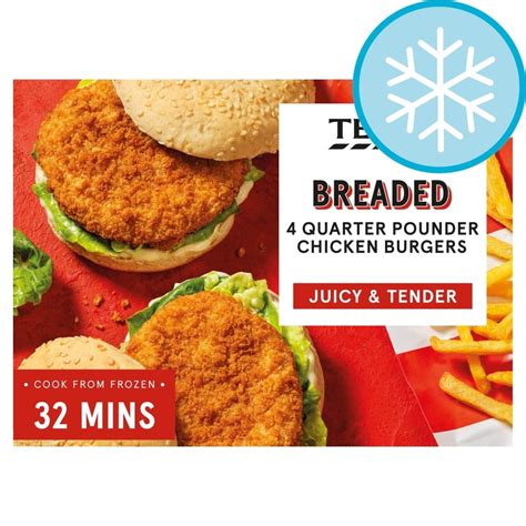 Tesco 4 Quarter Pounder Chicken Burger 454g Tesco Groceries