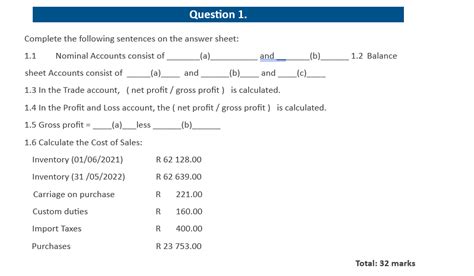 Solved Question 1complete The Following Sentences On The